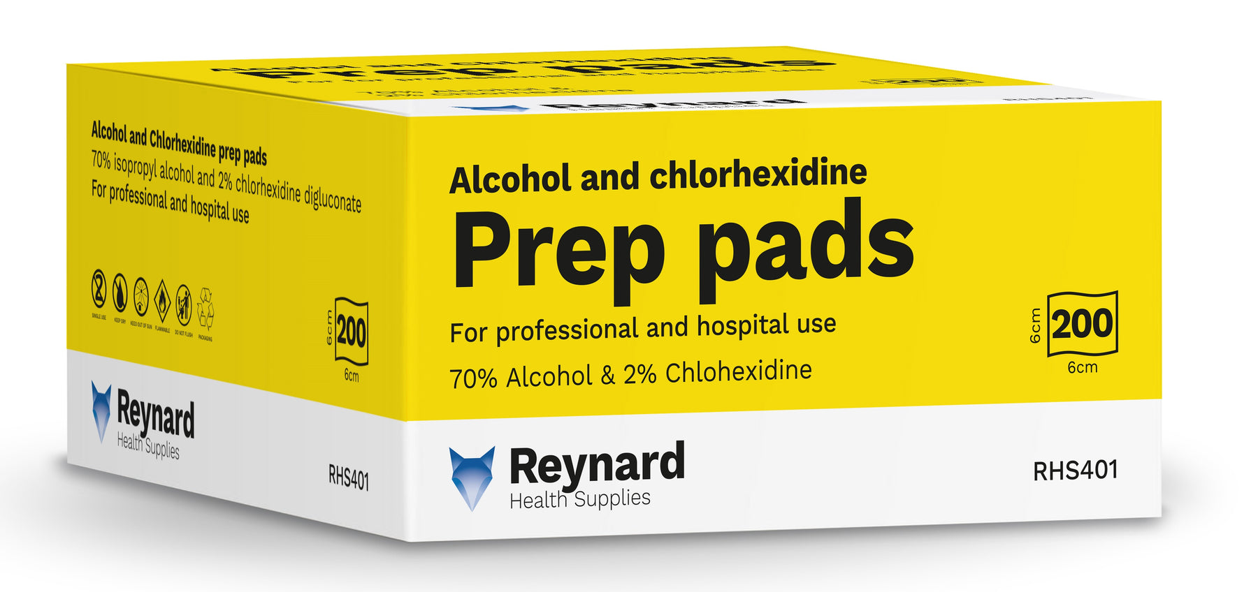 Reynard Alcohol 70% and Chlorhexidine 2% Prep Pads - Box 200 – WS ...